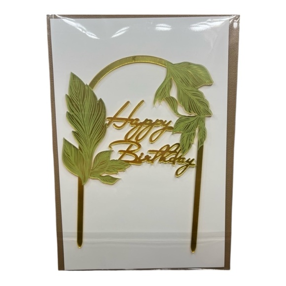 Party Supplies | New Happy Birthday Gold Leaf Leaves Tropical Cake ...